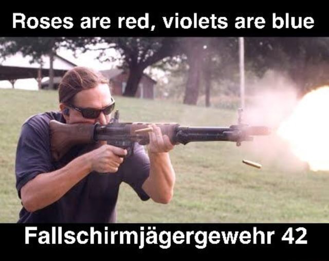 Roses are red, violets are blue Fallschirmjagergewehr 42 - iFunny