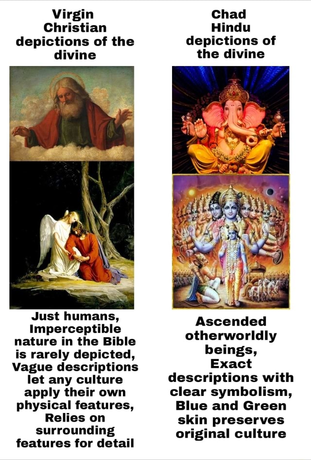 Virgin Christian depictions of the divine Just humans, imperceptible ...