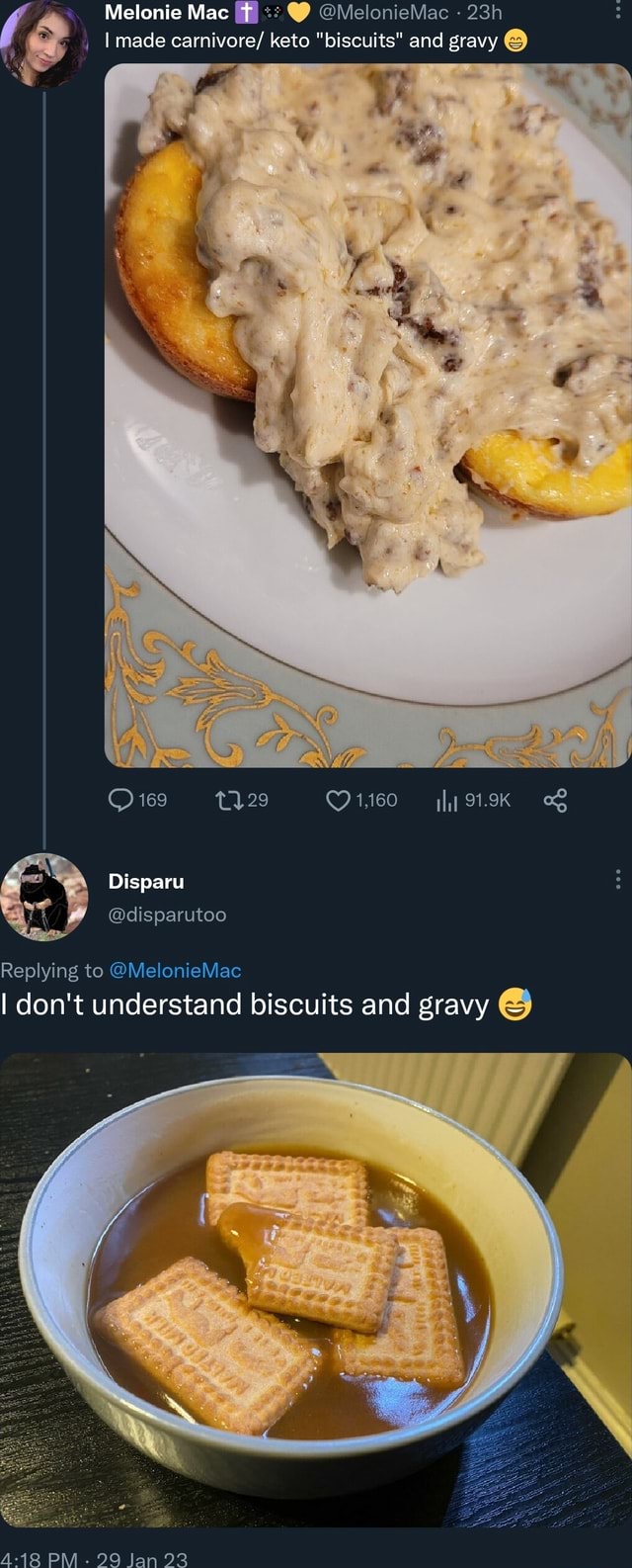 , I made carnivore/ keto "biscuits" and gravy Melonie Mac @ @MelonieMac ...
