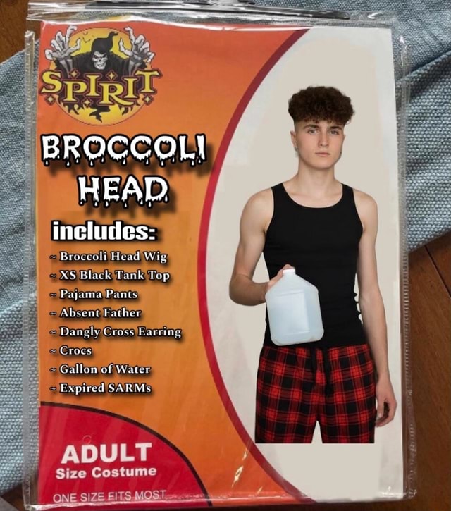 BROCCOLI HEAD ineludes: ~ Broccoli Head Wig ~XS Black Tank Top ~ Absent ...