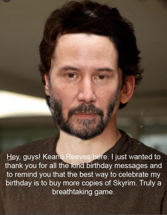 Hey, guys! Keanu Reeves here. I just wanted to thank you for all the ...