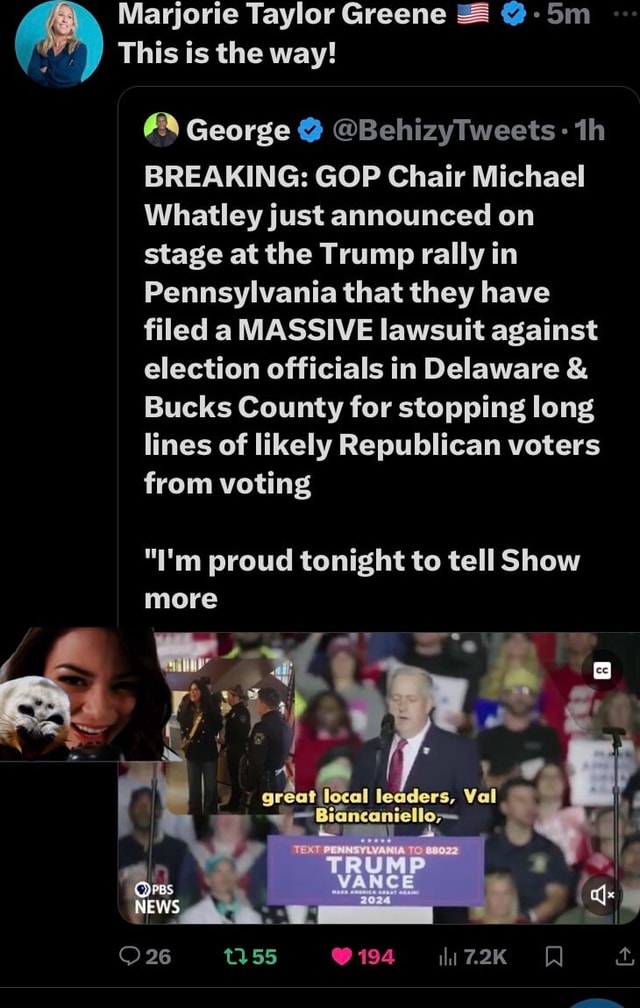 Marjorie Taylor Greene -Sm This is the way! Q George @BehizyTweets> th ...