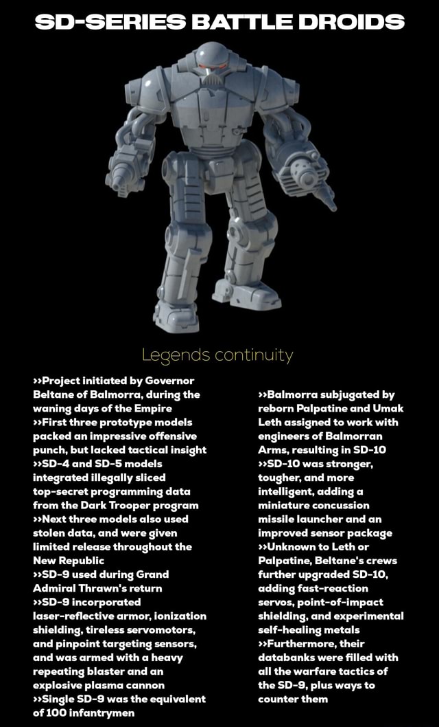 SD-SERIES BATTLE DROIDS Legends continuity "?Project initiated by ...