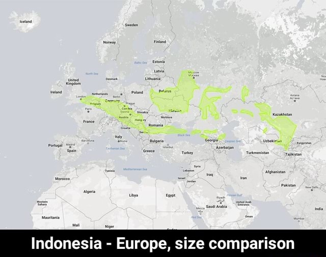 Indonesia - Europe, size comparison - Indonesia - Europe, size ...