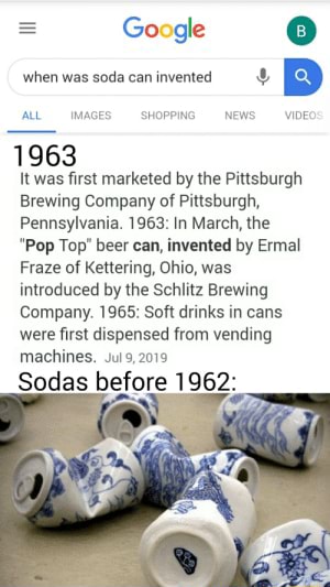 Google when was soda can invented ALL IMAGES SHOPPING NEWS VIDEOS 1963 ...