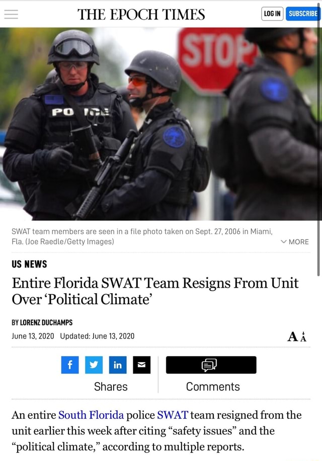 THE EPOCH TIMES (toc) CEE SWAT team members are seen in a file photo ...