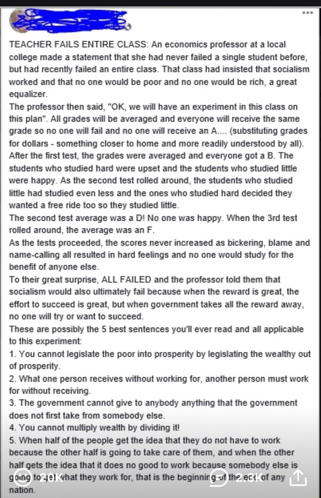 TEACHER FAILS ENTIRE CLASS: An economics professor at a local college ...