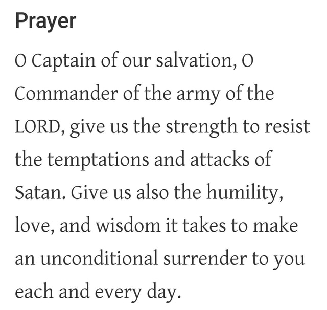 Prayer O Captain of our salvation, O Commander of the army of the LORD ...