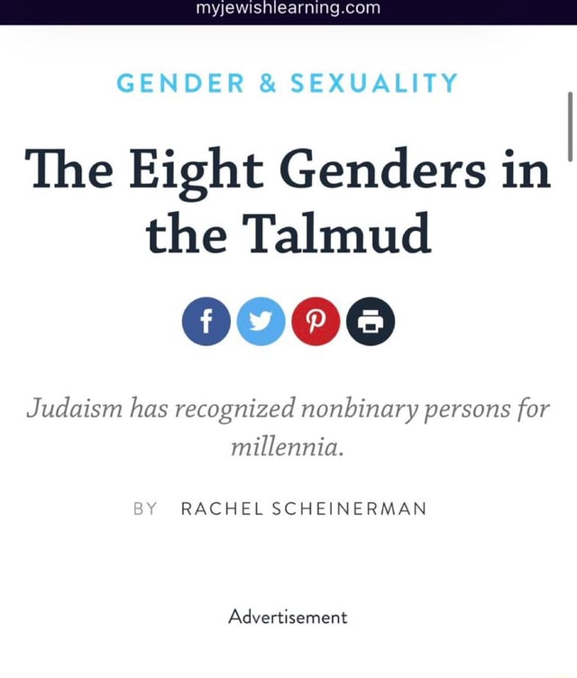GENDER & SEXUALITY The Eight Genders in the Talmud 0000 Judaism has ...