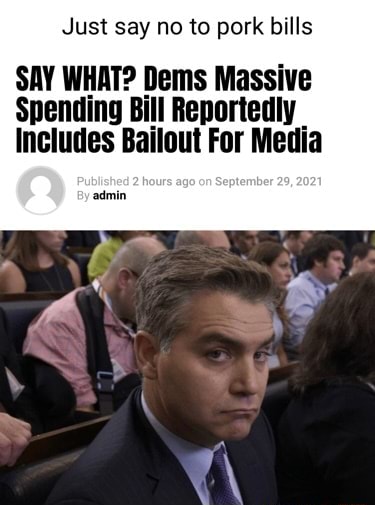 Just say no to pork bills SAY WHAT? Dems Massive Spending Bill ...