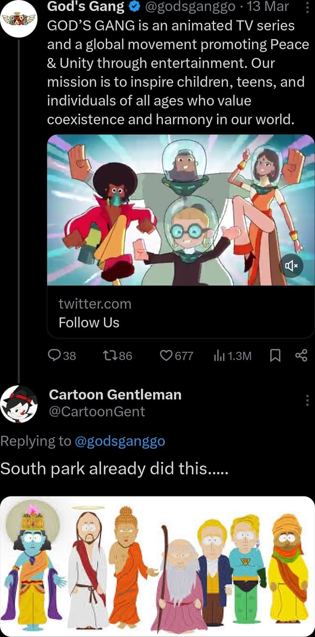 God's Gang @ @godsganggo 13 Mar GOD'S GANG is an animated TV series and ...