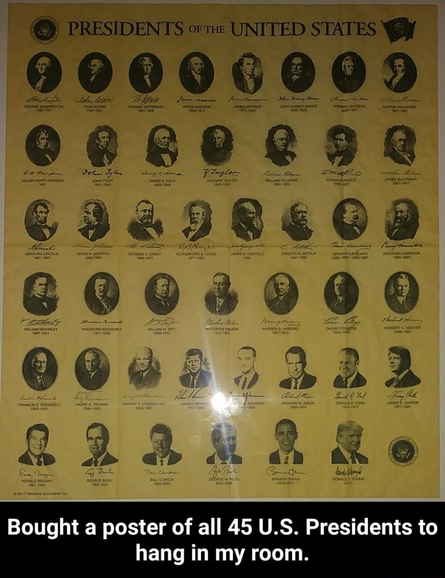 Presidents to hang in my room. Bought a poster of all 45 U.S. - Bought ...