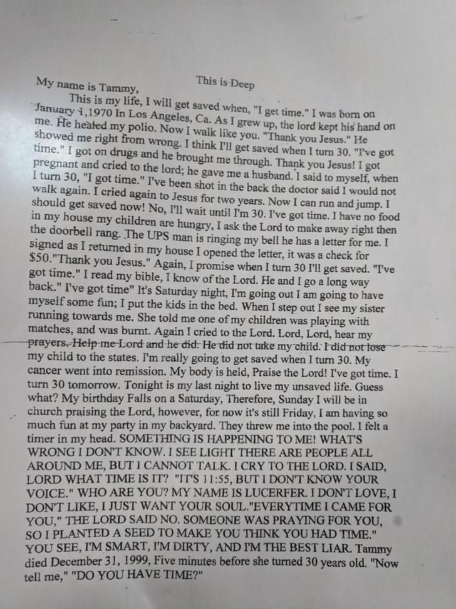 My name is Tammy, This is Deep s is my life, I wi January 11,1970 In ...