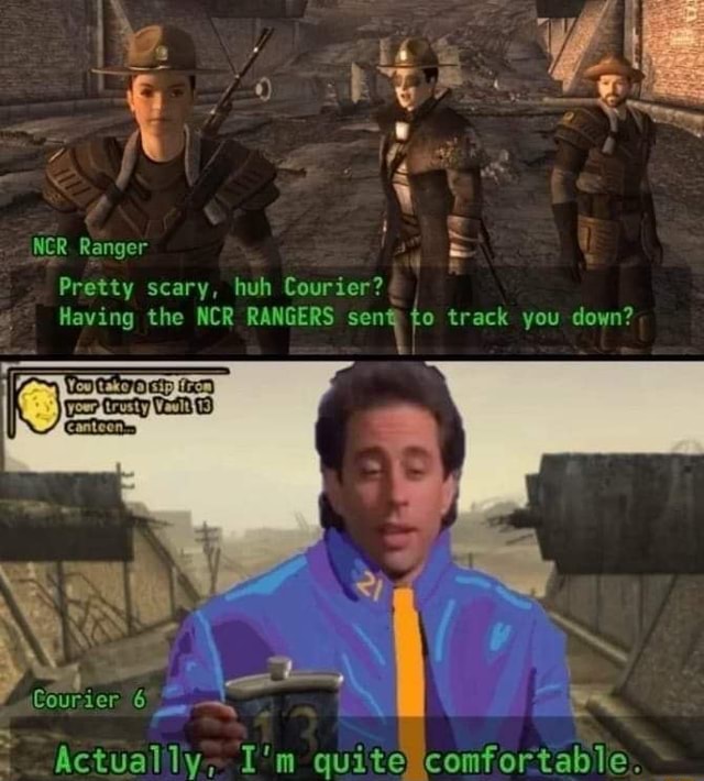 NCR. Ranger Pretty scary, huh Courier? Having the NCR RANGERS to track ...