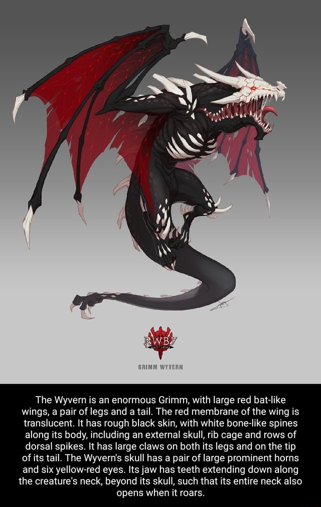 GRIMM WYVERN The Wyvern is an enormous Grimm, with large red bat-like ...