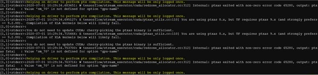 On driver to perform ptx compilation. This message will be only logged once. W Internal: ptxas ...