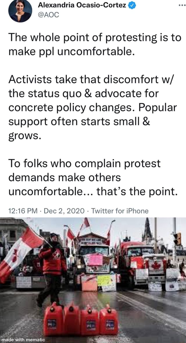 Alexandiia Ocasio-Cortez @AOG The whole point of protesting is to make ...