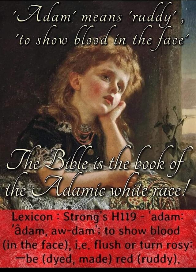 Adam' means 'ruddy' 'to show exieon 'adam: aw-dame? to show blood (in ...