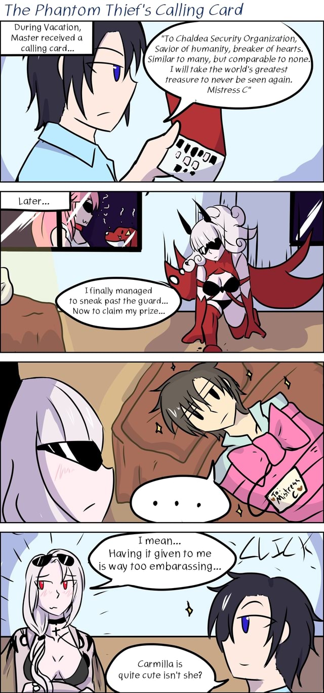 The Phantom Thief's Calling Card During Vacation, Master received a "To ...