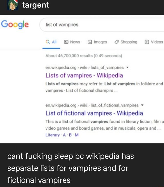 Go gle list of vampires en.wikipedia.org wiki" lists_of_vampires Lists ...