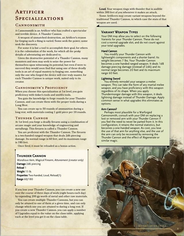 ARTIFICER SPECIALIZATIONS CANNONSMITH 'ACCannonsmith and terrible is ...