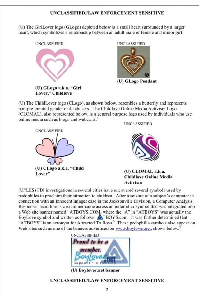 UNCLASSIFIEDULAW ENFORCEMENT SENSITIVE (U) The GirlLover logo (GLogo ...