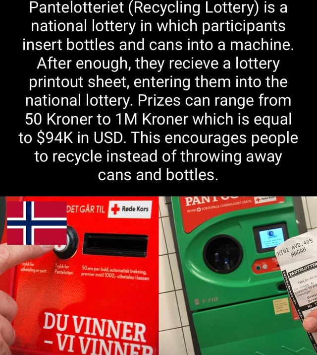 Pantelotteriet (Recycling Lottery) is a national lottery in which ...