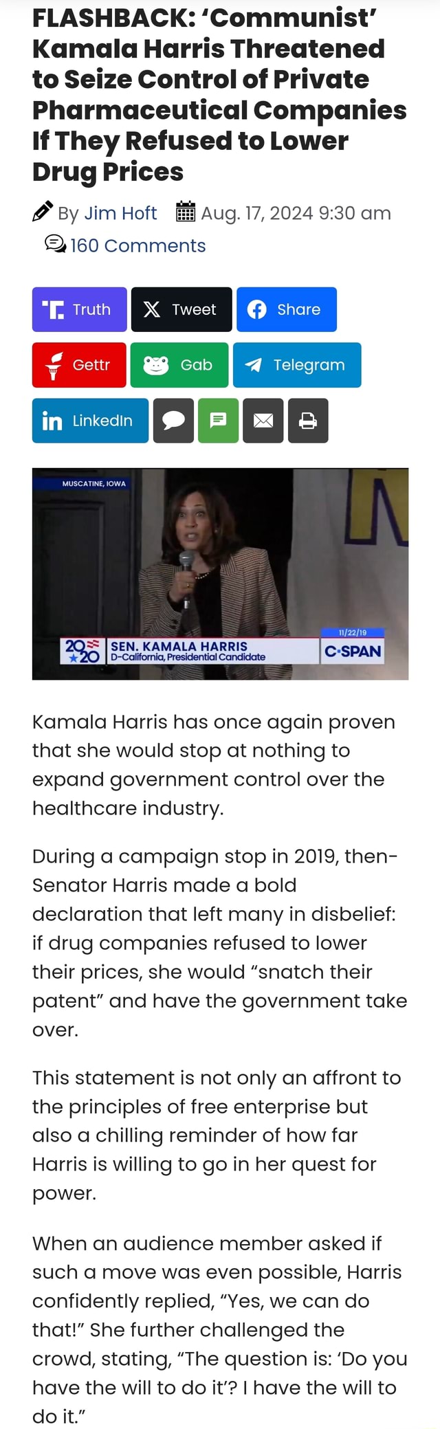 FLASHBACK: 'Communist' Kamala Harris Threatened to Seize Control of ...