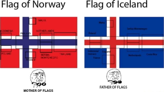Flag of Norway Flag of Iceland FATHER OF FLAGS MOTHER OF FLAGS - iFunny