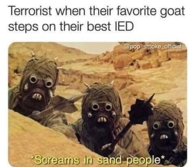 Terrorist when their favorite goat steps on their best IED - iFunny