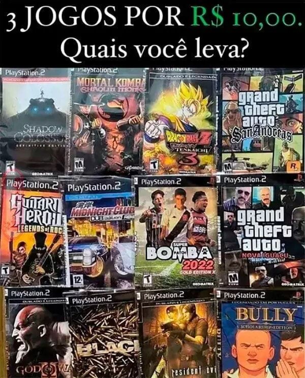 3JOGOS POR RS 10,00. I Quais você leva? PlayStation. - iFunny Brazil