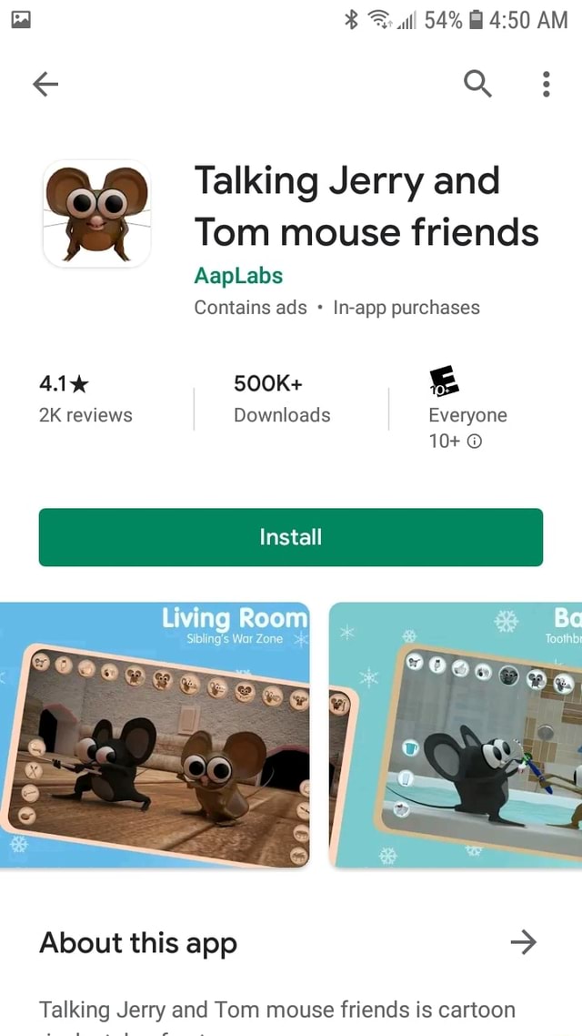Talking Jerry and Tom mouse friends Contains ads In-app purchases ...