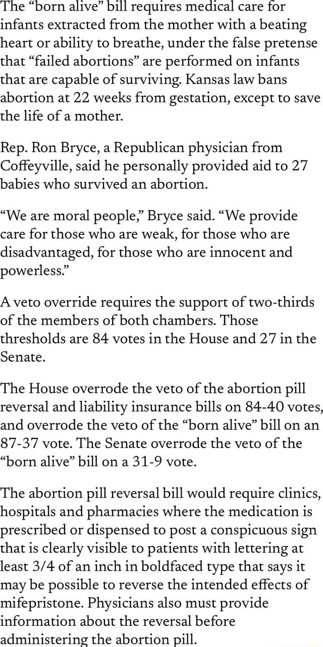 The "born alive" bill requires medical care for infants extracted from ...