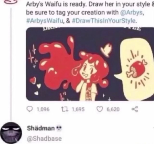 Arby's Waifu is ready. Draw her in your style & be sure to tag your ...