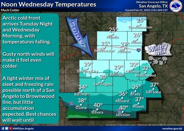 Noon Wednesday Temperatures Much Colder Arctic cold front arrives ...