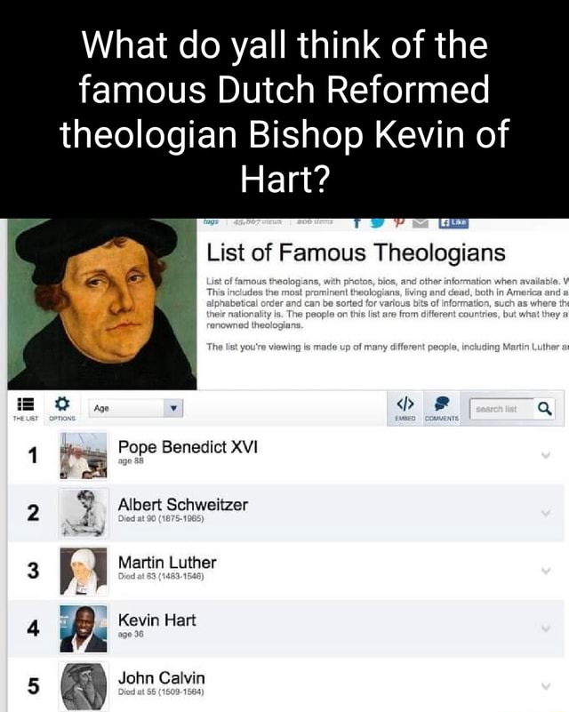 What do yall think of the famous Dutch Reformed theologian Bishop Kevin ...