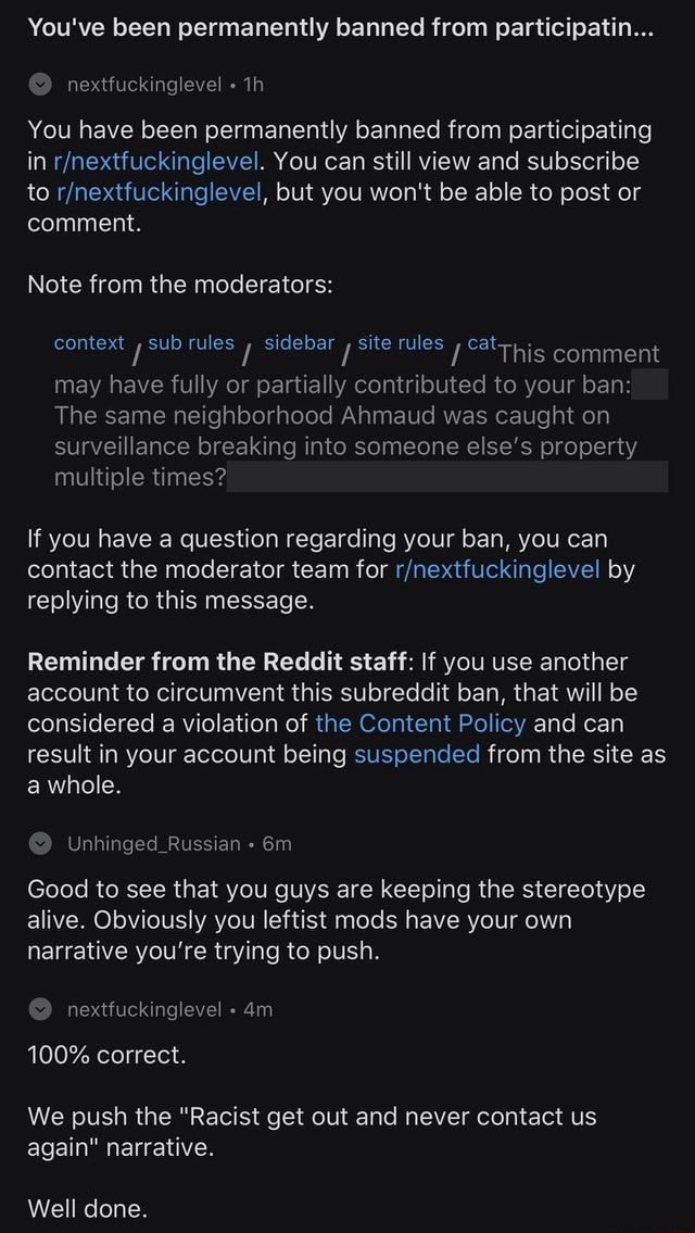 You've been permanently banned from participatin... You have been ...