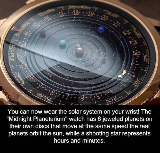 You can now wear the solar system on your wrist! The "Midnight Planetarium" watch has 6 jeweled ...