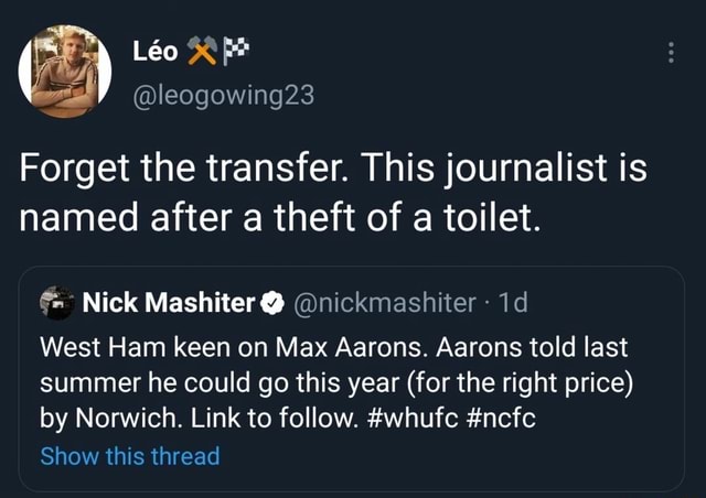 Lo Forget the transfer. This journalist is named after a theft of a ...
