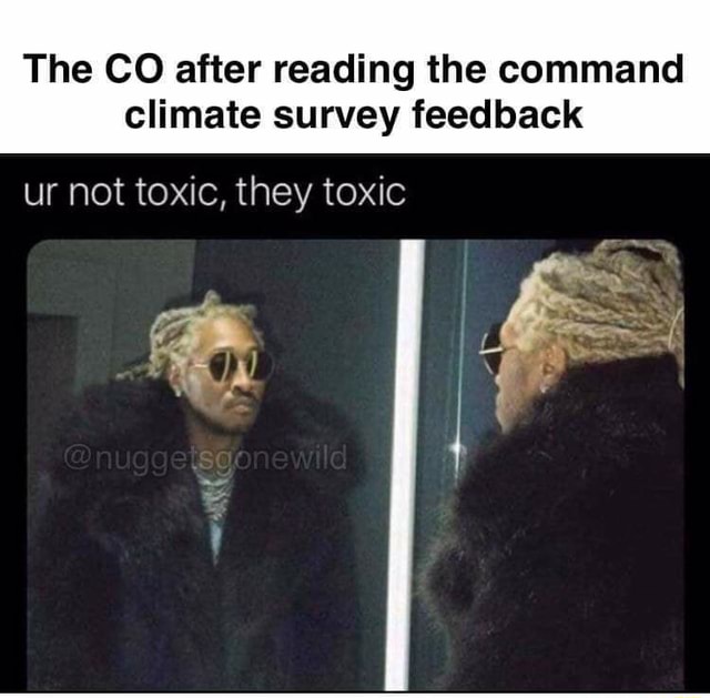 The CO after reading the command climate survey feedback ur not toxic ...