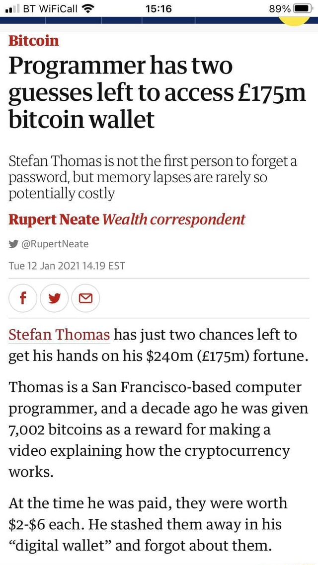BT WiFiCall 89% SSS Bitcoin Programmer has two guesses left to access ...