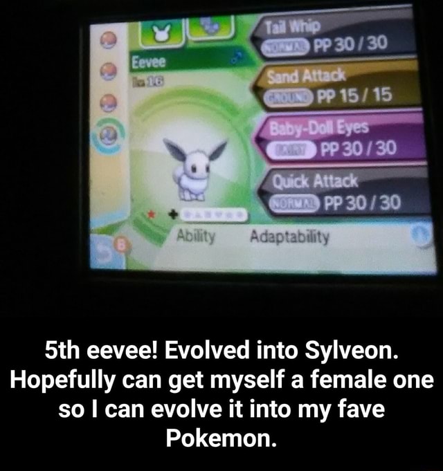 5th Eevee Evolved Into Sylveon Hopefully Can Get Myself A Female One So I Can Evolve It Into