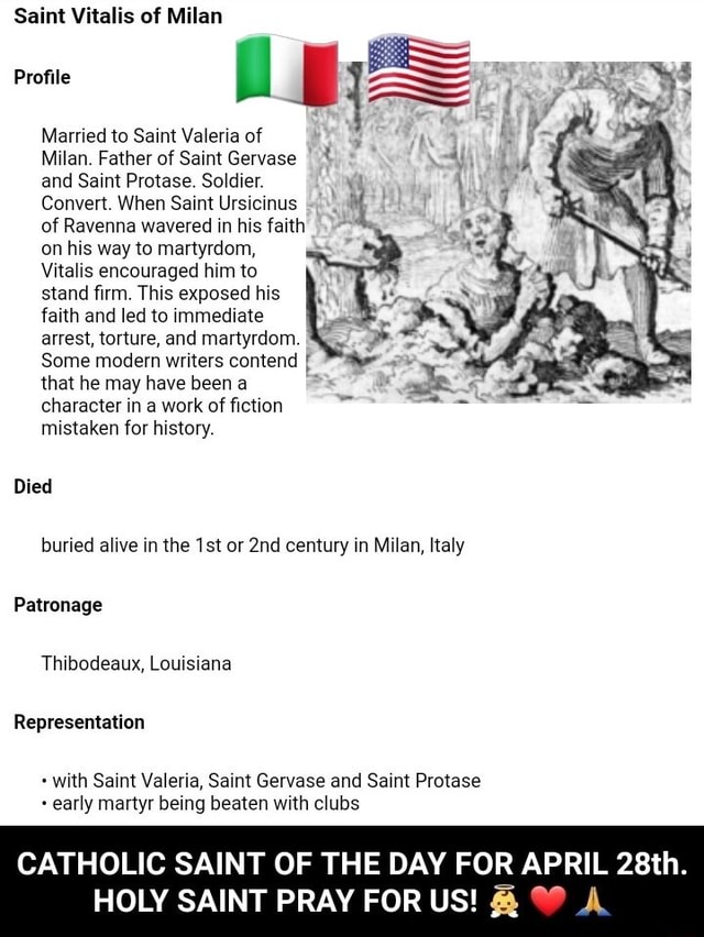 Saint Vitalis of Milan Profile Married to Saint Valeria of Milan ...