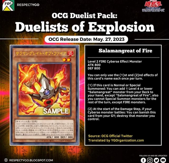 RESPECTYGO OCG Duelist Pack: Duelists of Explosion Release Dates 2023 ...