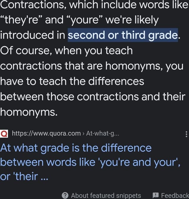 Contractions, which include words like "they're" and "youre" we're ...