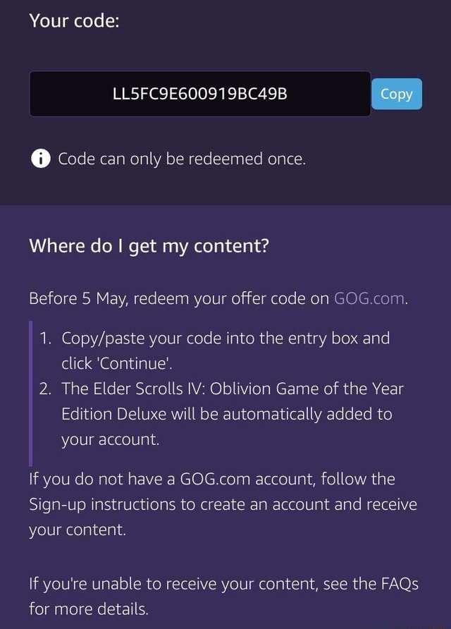 Your code: @ Code can only be redeemed once. Where do I get my content ...