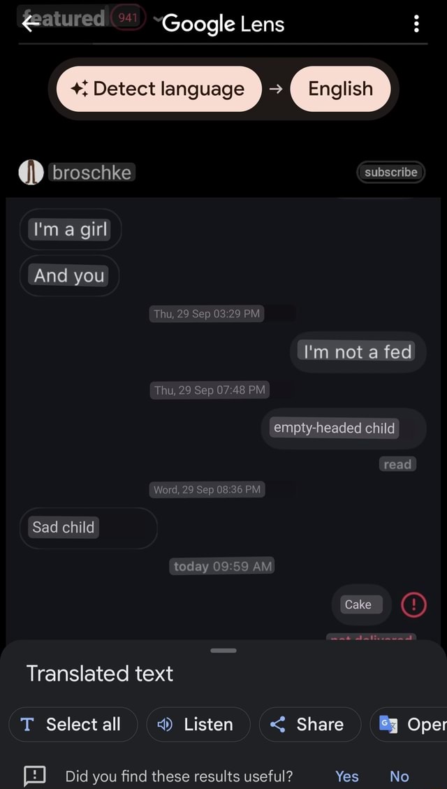 Geatured Google Lens Detect language English broschke subscribe I'm a ...