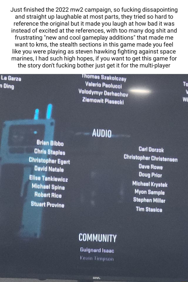 Just finished the 2022 campaign, so fucking dissapointing and straight ...