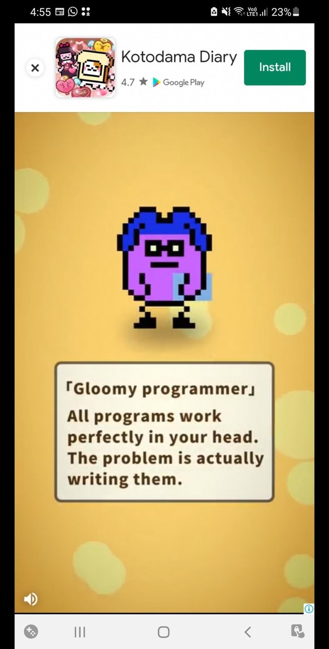 455 ce Kotodama Diary Install Google Play 'Gloomy programmer) All programs work perfectly in ...