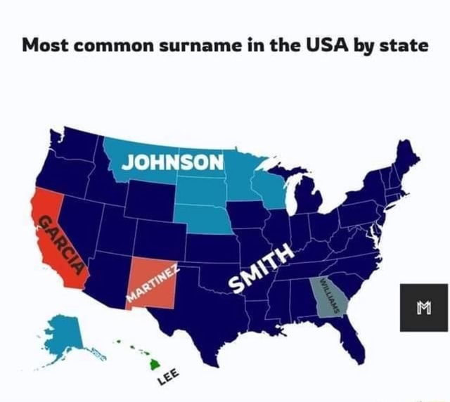 Most common surname in the USA by state JOHNSON - iFunny